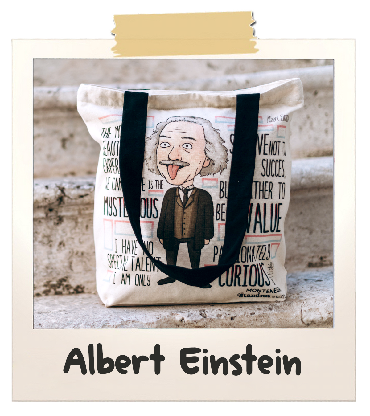 Albert Einstein Canvas Bag with a Zipper